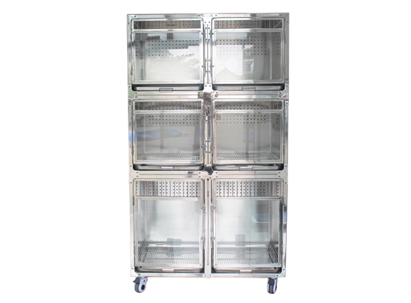 PJZS-02 6 Doors Stainless Steel Cages Veterinary Display Cage: PUJIA